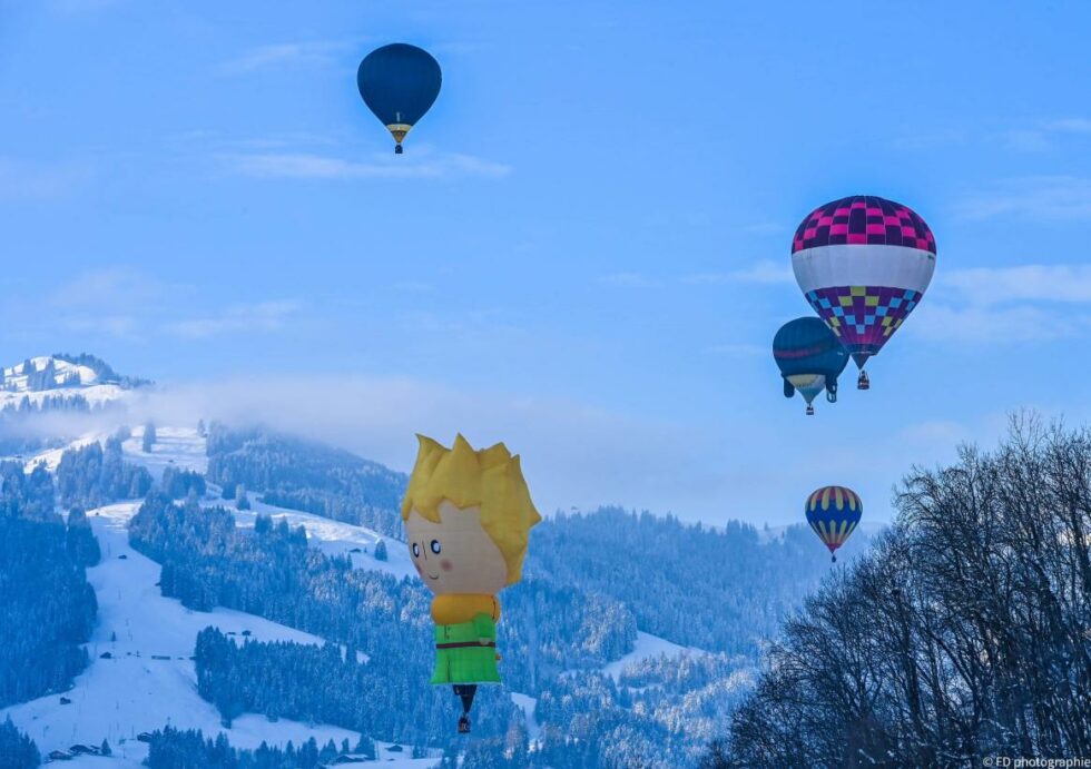 The Little Prince's hot-air balloon took flight over the Swiss Alps ...